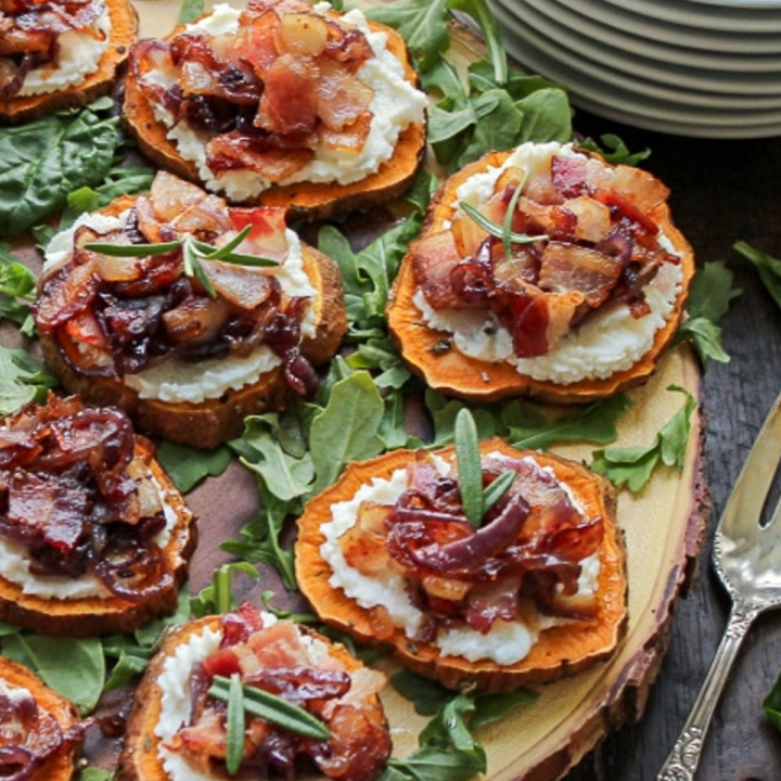 Bacon And Goat Cheese Sweet Potato Canapes - Bonappeteach