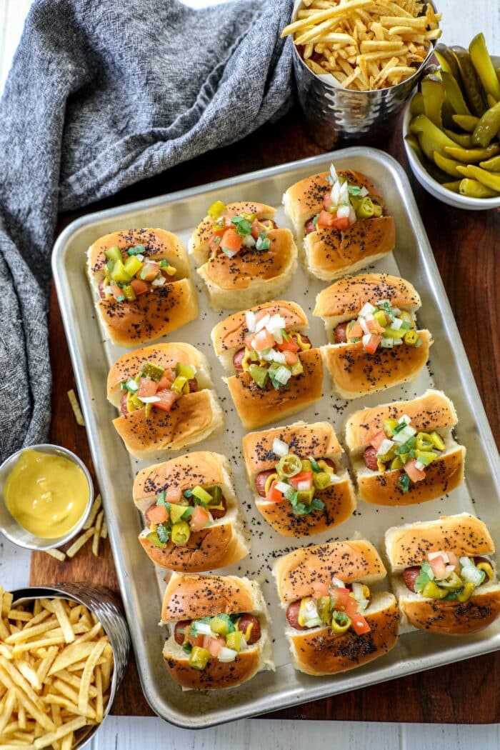 Mini Chicago Hot Dog Sliders - Bonappeteach